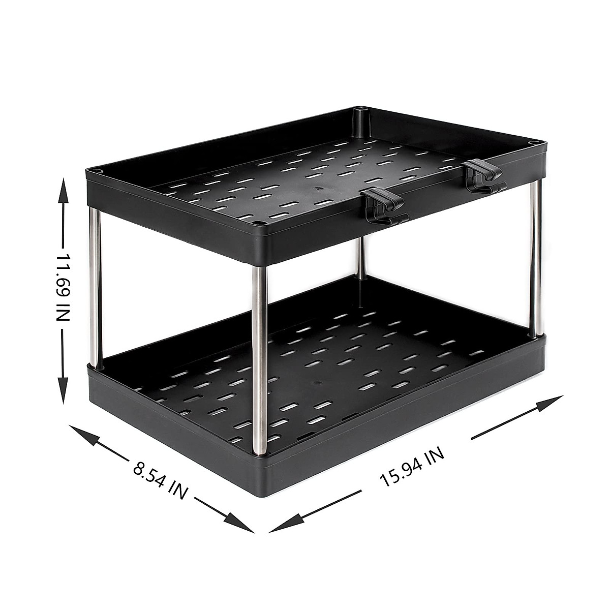 Multi-purpose Under Sink Organizer, Under Kitchen Sink Organizers and Storage Multi-purpose Under Bathroom Storage Basket, 2 Tier Cabinet Shelf Organizer for Bathroom Kitchen