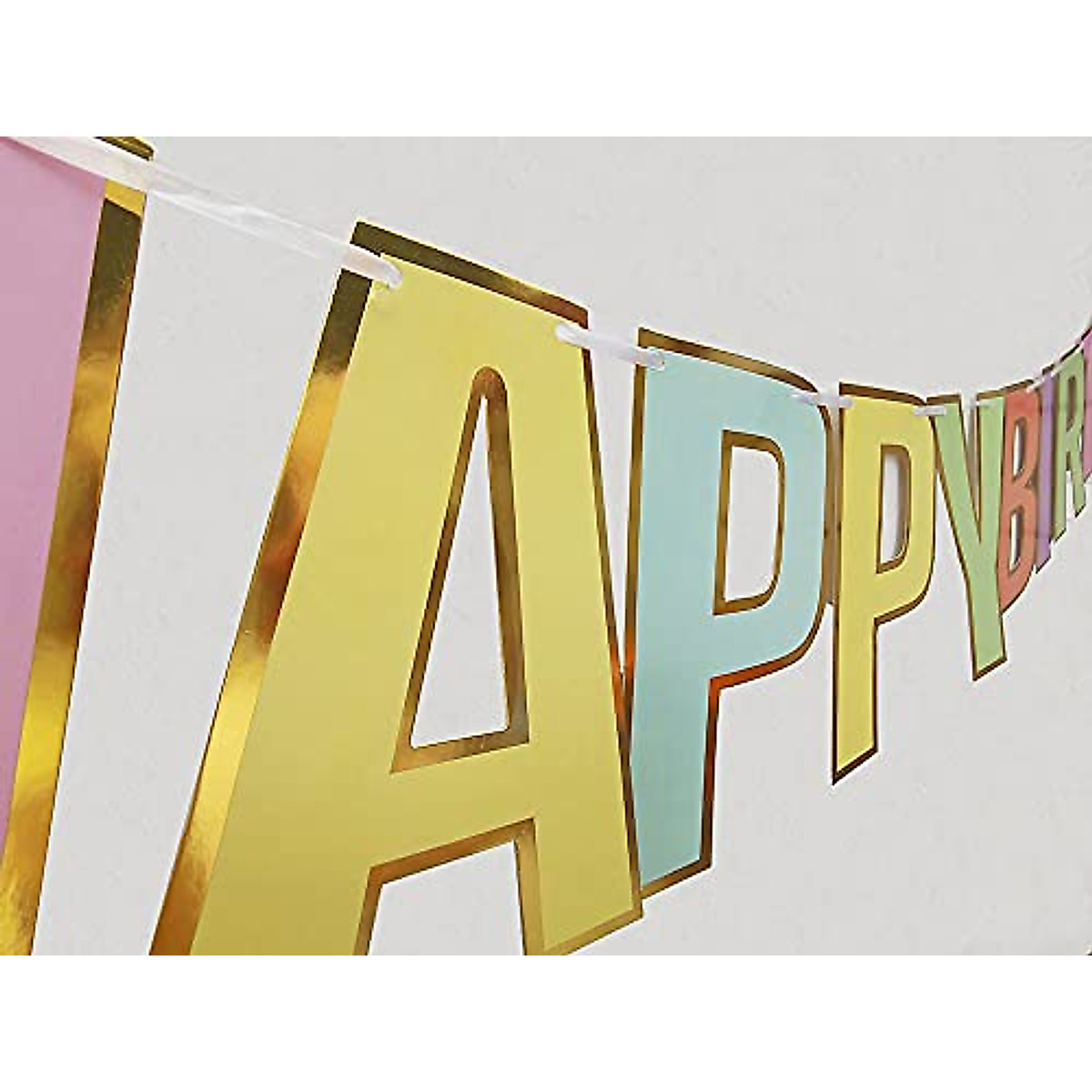 Pastel Happy Birthday Banner Assembled and Hanging Paper Fans Party Decorations Kit for Pastel Birthday Decorations