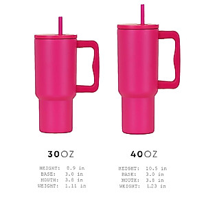 HIZEE 40 oz Tumbler with Handle and Straw,Reusable Stainless Steel Water Bottle Travel Mug Cupholder Friendly,Keeps Cold for 34 Hours, Gifts for Women Men Him Her(pink)