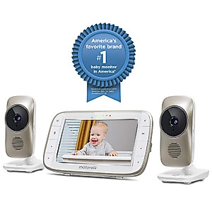 Motorola MBP845CONNECT-2 5" Video Baby Monitor with Wi-Fi Viewing, 2 Cameras, Digital Zoom, Two-Way Audio, and Room Temperature Display