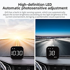 Digital GPS Speedometer, ACoiay Car Universal HUD Head Up Display with Speed MPH Compass, GPS Smart Gauge Speedometer, Overspeed Alarm Trip Meter, Fatigued Driving Alert, for All Vehicle (G4S-White)