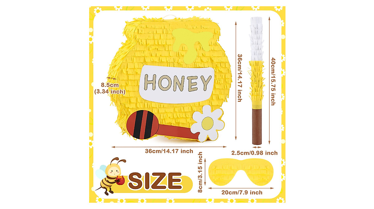 Deekin 3-Piece Honey Pot Piñata Set for Kids Birthday Parties