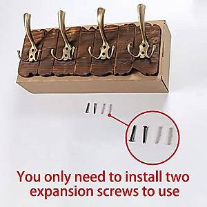 sfycc Coat Hook, Hook Rack, Wall Hook Rack, 4 Tri Hooks, Metal Clothes Hook, Rustic Coat Rack for Entryway Bathroom Bedroom Kitchen(1-Pack)