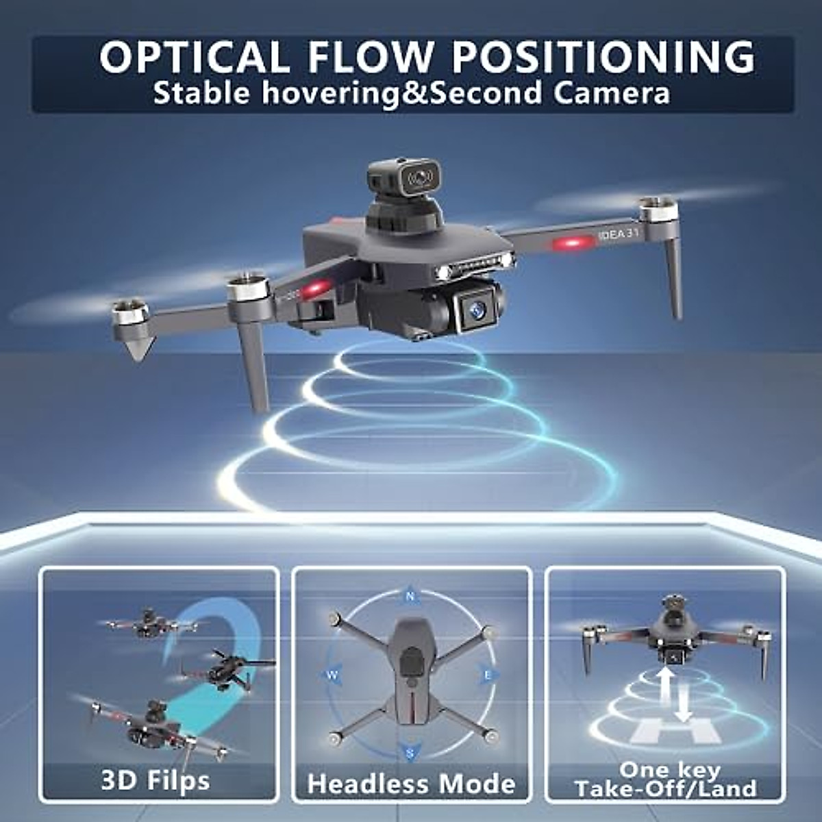 le-idea Brushless Motor Drone with 2 Camera for Adults 4K, 360° Obstacle Avoidance Drone with Camera 4K 5G WiFi FPV Quadcopter for Beginners Drone with Camera for Adults IDEA31P Drone