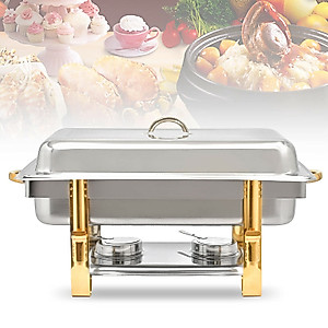 TFCFL Chafer Chafing Dishes Buffet Set Stainless Steel Food Warmer Rectangular Buffet Stove 9.5QT Capacity Buffet Warmer Set for Home and Restaurant Use