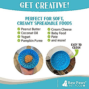 Raw Paws Lick Pad Mat Bowl for Dogs & Cat - Distraction Mat for Dogs with Suction - Lick Bowl for Dogs Large to Puppies - Interactive Cat Licking Mat - Dog Mat for Anxiety - Dog Bowl Licking Mat