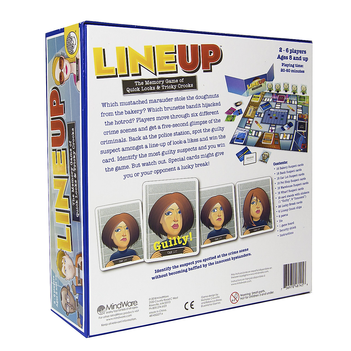 MindWare LineUp – Stimulating Memory Board Game with a Great Playing Time and Comical Crime Mystery Suspense for Ages 8 and Up