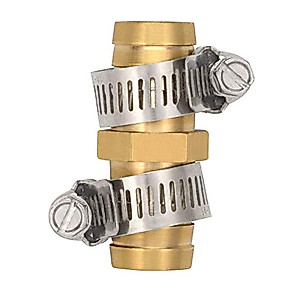 Hanobo Brass Garden Hose Repair Mender Kit with Stainless Clamp (1/2")