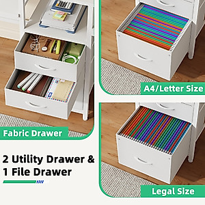 GYIIYUO 94.5'' Two Person Desk with Charging Station, Long Desk with 3 Drawers and Printer Shelf, Double Computer Desk, Fabric Drawers, 2 Person Writing Study Table Workstation for Home Office, White