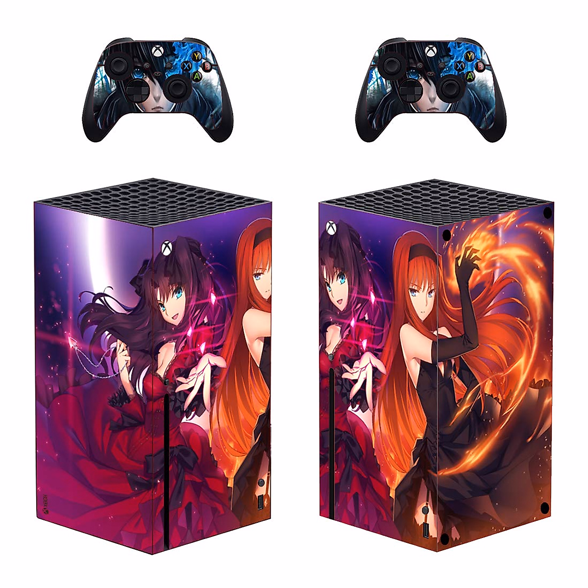 Babita Dogra Protective Vinyl Skin Decal Cover for X-Box-Series-X Console Wrap Sticker Skins with Two Free Wireless Controller Decals Anime Flame Girl