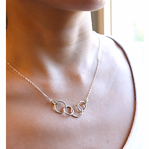 EFYTAL 40th Birthday Gifts Women, Sterling Silver Four Circle Necklace, 40 Year Old Birthday Gifts for Women, 40th Birthday Decorations Woman