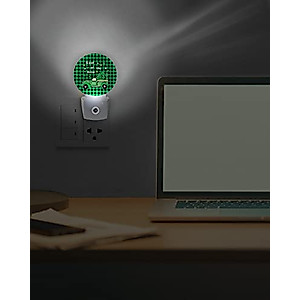 Green Truck Buffalo Plaid Night Lights Plug into Wall, St. Patrick's Day Auto Round LED Lights with Dusk to Dawn Sensor for Bedroom, Bathroom, Hallway, Kitchen, Kids, Home Decor