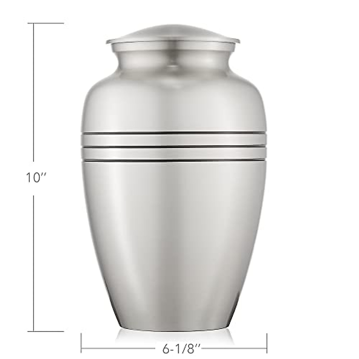 Reminded Adult Cremation Memorial Urn for Human Ashes, Pewter with Black Stripe Brass Funeral Urn with Velvet Bag
