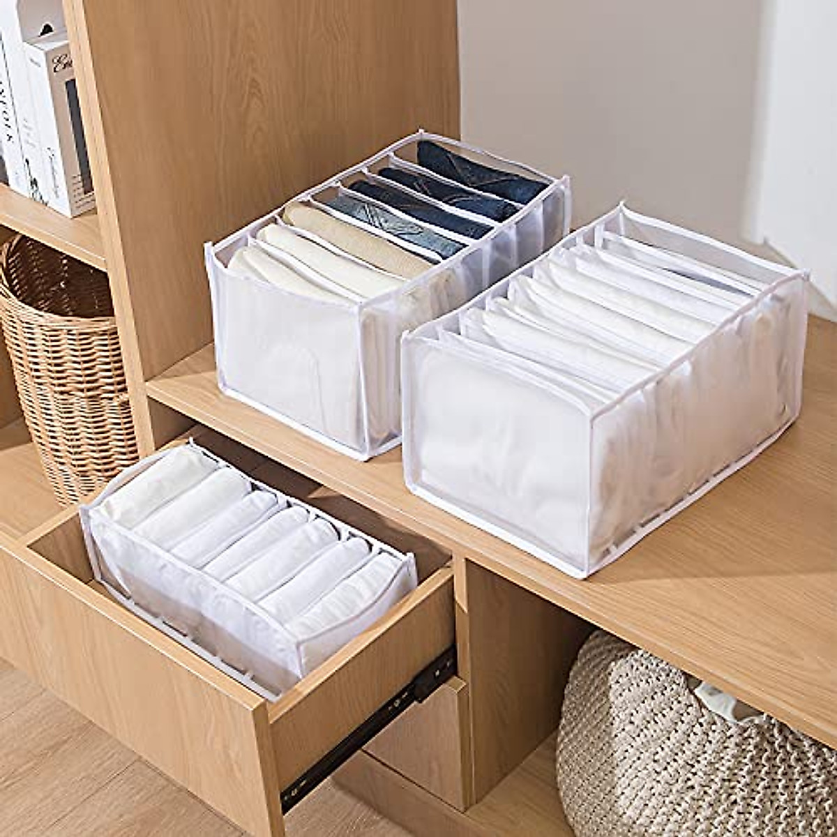 MBVBN Drawer Organizers for Clothing Wardrobe Clothes Organizer,7 Grids GDYYEZI 001 0