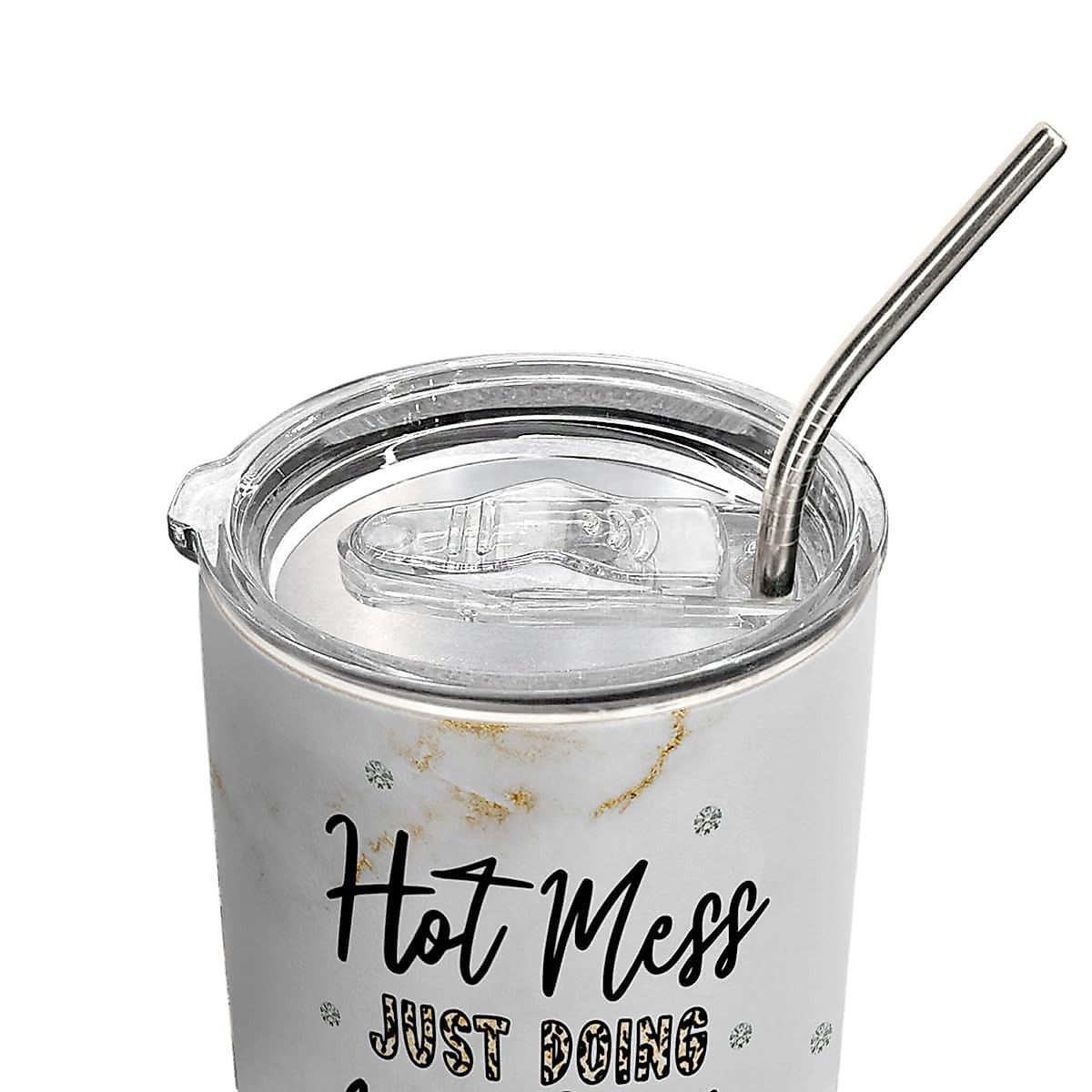 20oz Mom Life Tumbler, Hot Mess Just Doing My Best, Mother, Grandma Gifts, Coffee Thermos for Women, Stainless Steel Double Wall Vacuum Insulated Coffee Mug, Travel Cup with Lid