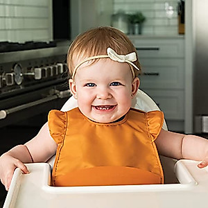 Tiny Twinkle Silicone Pocket Bibs - Waterproof Bibs Babies, Food Catching, Mess-Proof Bibs for 6-24 Months Old Baby Boy and Girl, Toddlers, 2-Pack (Boho, Cinnamon)