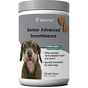 NaturVet Senior Advanced Incontinence Dog Supplement – Helps Support Dog’s Bladder Control, Normal Urination – Includes Synergistic Blend of Botanicals – 120 Ct. Soft Chews