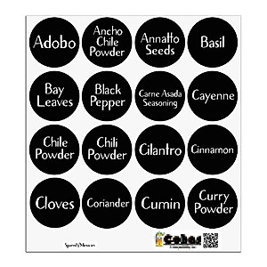 Cohas Chalkboard Labels for Libbey 4.5 Ounce Glass Spice Jars includes 48 Preprinted Labels, Spanish and Mexican Spices