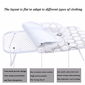 Ironing Board,Tabletop Ironing Board with Folding Legs, Countertop Ironing Board with Cotton Cover, Easy to Transport and Store in Small Spaces. Portable Ironing Board for Sewing,Household, Dorm