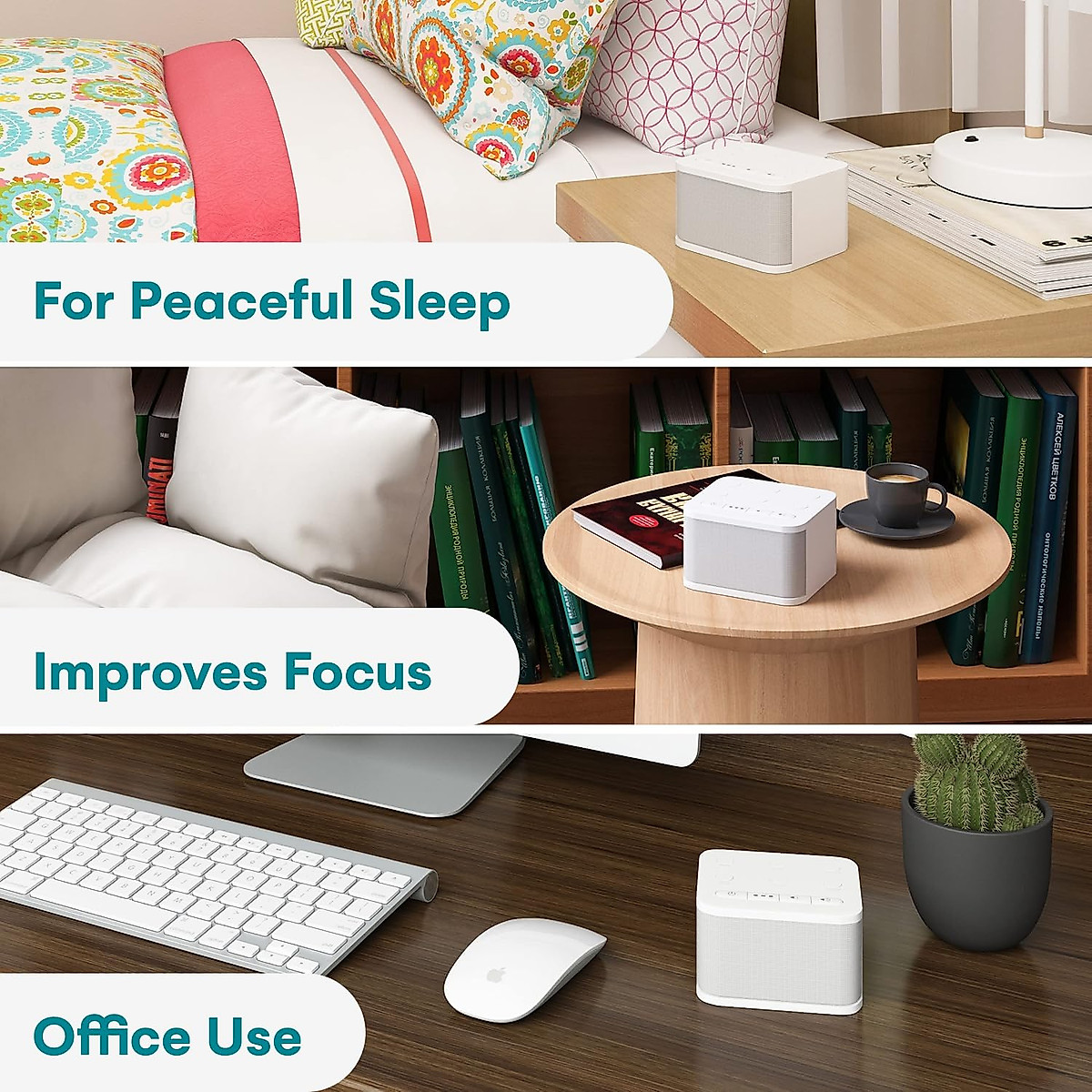 White Noise Sleep Sound Machine for Adults | Sound Machines for Sleeping | Portable White Noise Machine for Office Privacy | Travel Sound Machine Baby | Plug in Or Battery Operated Brown Noise Maker