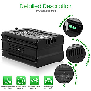 【3rd-version】CaliHutt 3.0Ah 80V Replace Battery for Greenworks PRO 80V Max Lithium lon Battery GBA80200 GBA80250 GBA80400 GBA80500 2901302 for Greenworks 80V Cordless Power Tool (Only for Greenworks)
