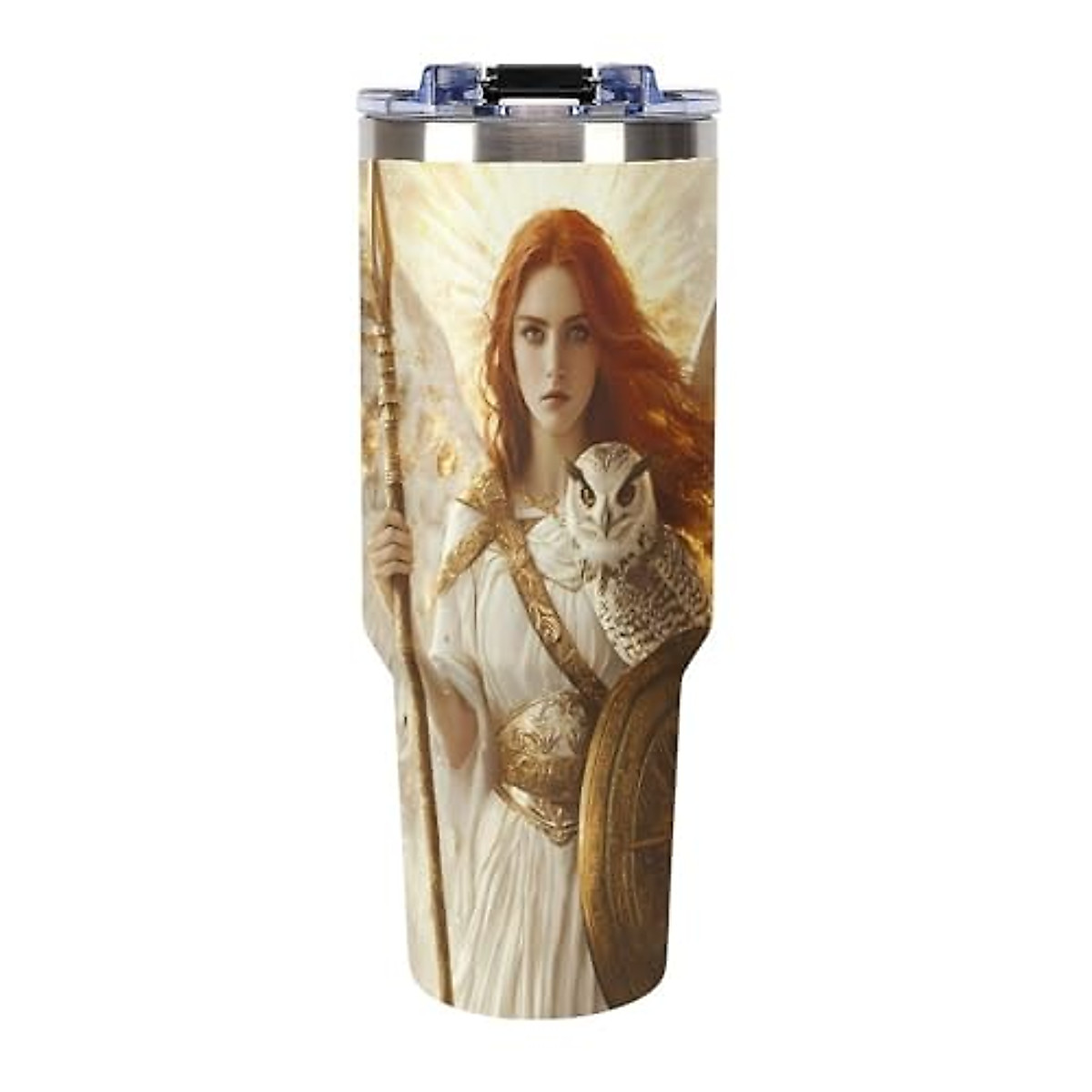 Goddess Athena Insulated Tumblers with Handle Stainless Steel Coffee Mug Funny Travel Cup with Lid Straw 40oz