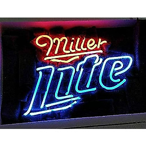 Prouten Neon Signs 14" Millers Lite Neon Sign Acrylic Beer Pub Bar Handmade Wall Decor Neon Light A114MLVBA