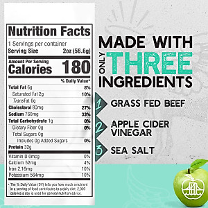 Brooklyn Biltong - Air Dried Grass Fed Beef Snack, South African Beef Jerky - Whole30 Approved, Paleo, Keto, Gluten Free, Sugar Free, Made in USA - 8 oz. Bag (Naked)