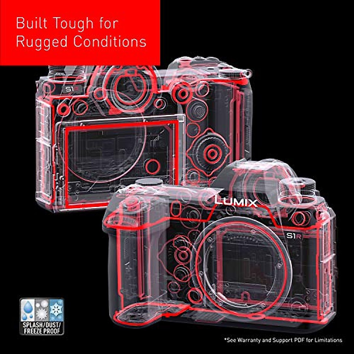 Panasonic LUMIX S1R Full Frame Mirrorless Camera with 47.3MP MOS High Resolution Sensor, L-Mount Lens Compatible, 4K HDR Video and 3.2” LCD - DC-S1RBODY