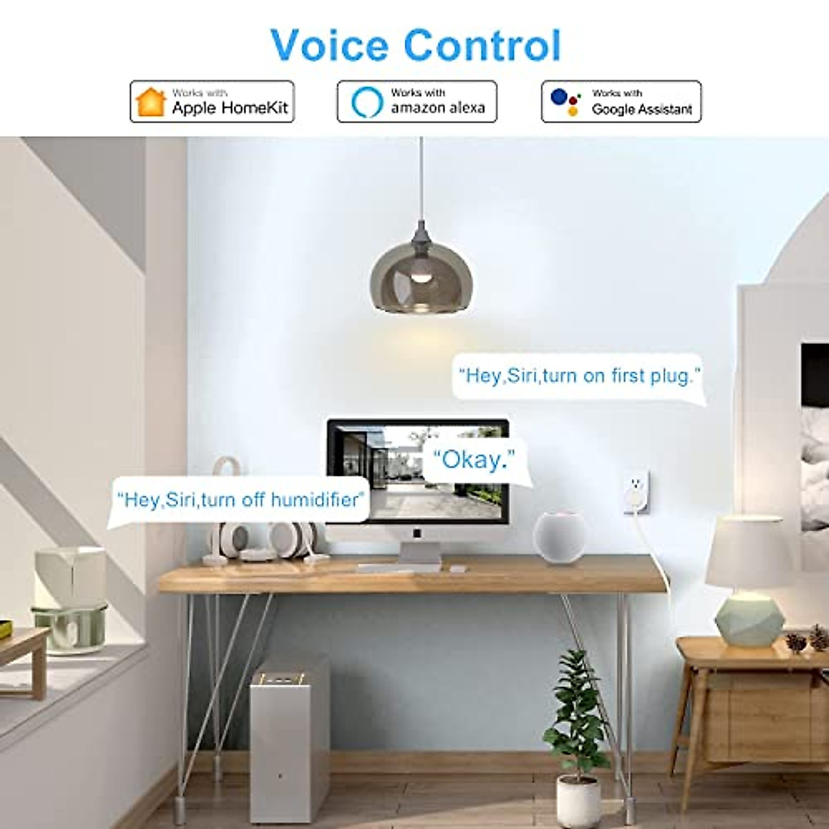 Ampai HomeKit Smart Plug Compatible With Alexa, Siri, Google Home - Energy Monitoring Smart Outlet - Remote Control - 2.4GHz Wi-Fi - 15Amp