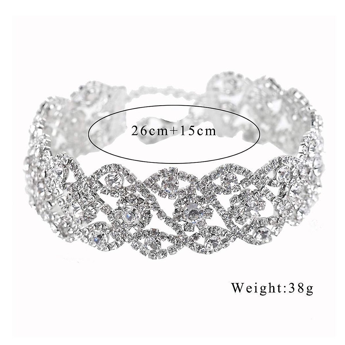 JAKAWIN Rhinestone Choker Necklace Jewelry Silver Chokers Neck Chain for Women NK126 (Silver)