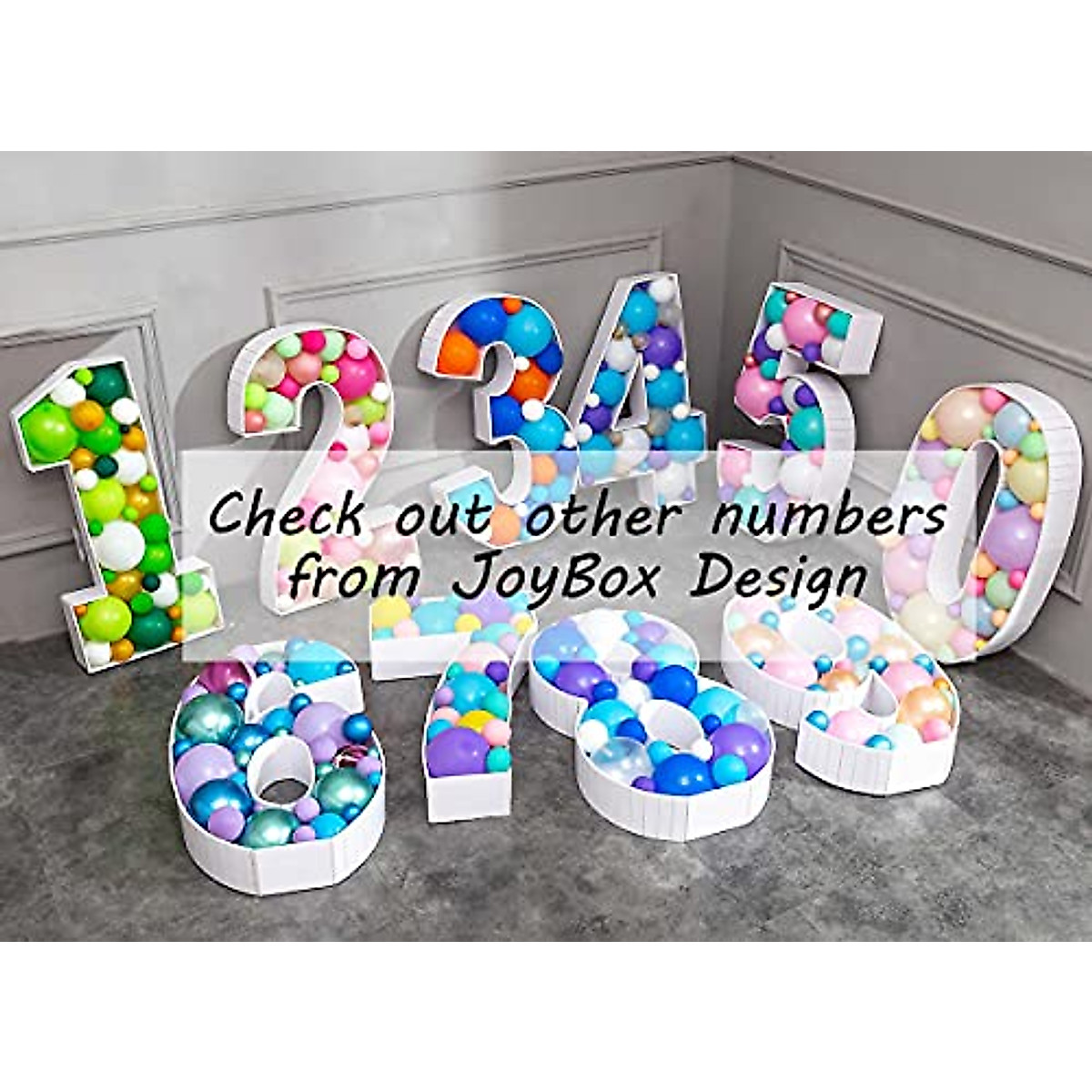 Mosaic Balloon Frame Marquee Light Up Numbers 2 Pre-Cut Large Foam Board Sign Cut-out for Boy Girl Birthday Backdrop Anniversary Decoration