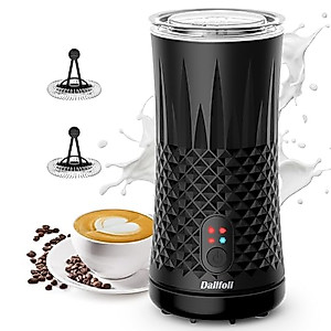 Milk Frother, 4-in-1 Milk Frother and Steamer Electric, Hot and Cold Milk Foam Maker for Coffee, Latte, Cappuccino Silent Operation, Automatic off, Black