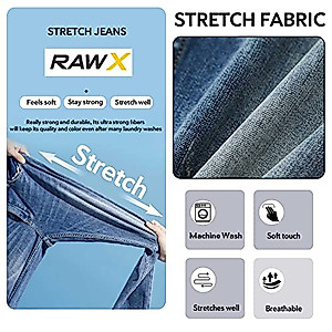 RAW X Mens Distressed Jeans, Fashion Destroyed Distressed Washed Denim Pants Skinny Jeans for Men, White - 90011, 30W x 32L