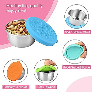 6x1.6 oz Salad Dressing Container To Go, Fits in Bento Box for Lunch, 18/8 Stainless Steel Condiment Containers with Lids, Easy Open, Leakproof, Rainbow Color Reusable Small Dipping Sauce Cups Set