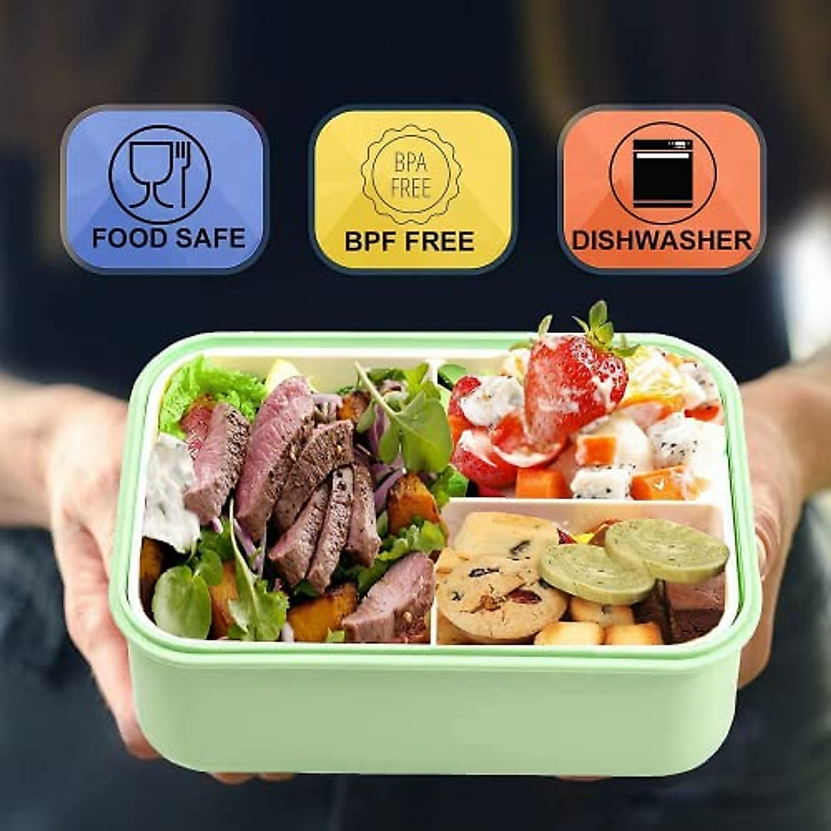 MUJUZE Bento Lunch Box for Adults, Bento Box Adult Lunch Box, Leak-Proof Bento Box, Microwable Bento Boxes, Containers for Lunch Food-Safe Materials and BPA-Free