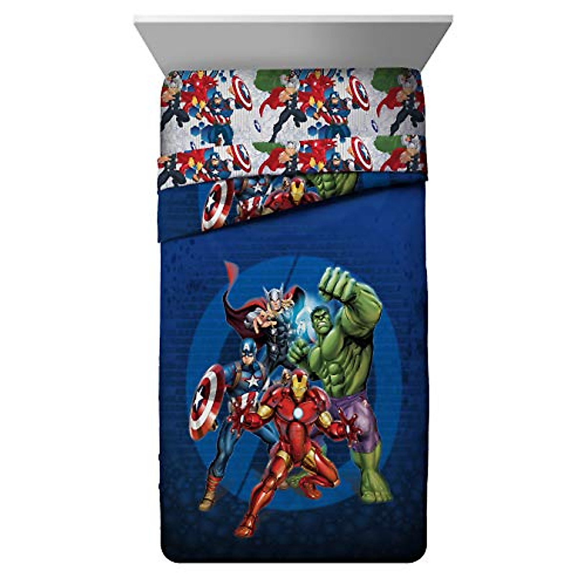 Jay Franco Marvel Avengers Blue Circle Bed Set, Twin