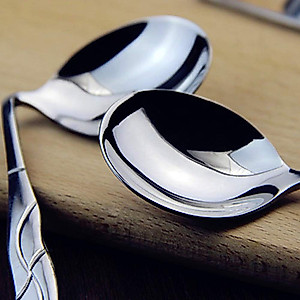 Trycooling Stainless Steel Self-feeding Curved Utensil Angled Spoon Left Right Handed for Elderly Patients (Right Hand)