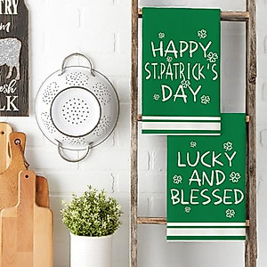 Artoid Mode Lucky Shamrock Gnome Happy St. Patrick's Day Kitchen Towels Dish Towels, 18x26 Inch Seasonal Decoration Hand Towels Set of 4