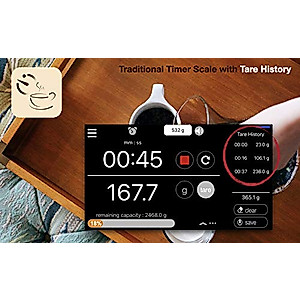 Coffee Scale with Timer, Pour Over Coffee Scale, Espresso Scale, Wireless, free mobile apps, USB Rechargeable Battery, 0.1g 3000g