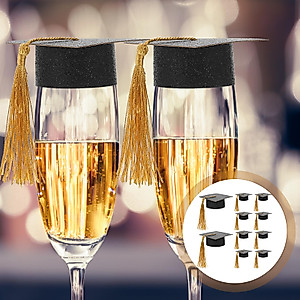 10pcs Mini Graduation Cap Graduation Hat Wine Bottle Covers Cupcake Toppers Graduation Hats Decoration for Graduation