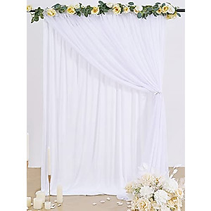 White Backdrop Curtains Sheer Tulle Backdrop for Parties 5ftx7ft Baby Shower Background for Wedding Party Ceremony Photo Backdrop