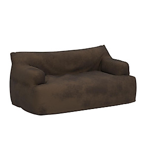 N&V Giant Twin Size Bean Bag Sofa, Foam Filling Floor Sofa, Includes Removable and Machine Washable Cover, Brown