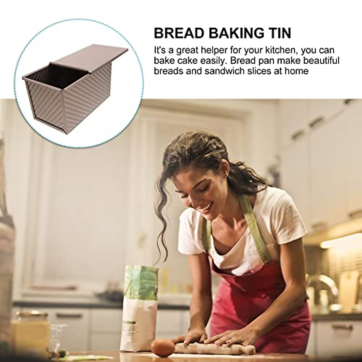 HEMOTON Toast Baking Mold Sandwich Bread Sandwich Bread Household Toast Mold Loaf Pan with Lid Nonstick Loaf Pan Carbon Steel Bread Pan Kitchen Loaf Pan Bread Baking Tin Bread Loaf Pan