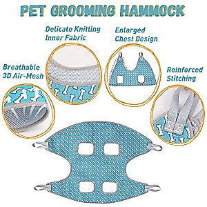 Supet Dog Grooming Hammock Harness for Cats Dogs, Relaxation Pet Restraint & Small Animal Leashes Sling Helper Nail Trimming Clipping, S（ Legs Spacing：7-10.2" /) , Coral blue