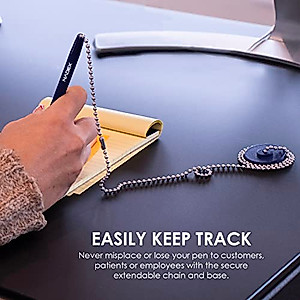 Nadex Ball and Chain Security Pen Set | 4 Pens, 1 Adhesive Mount, and 5 Refills (Blue)