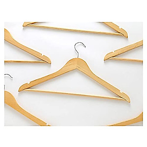 Gerneric 20 Pack Set Wooden Hangers Semi Contoured Hanger Solid Wood Coat Hangers with Stylish Chrome Hooks - Heavy-Duty Clothes, Jacket, Shirt, Pants, Suit Curved Hangers Brown