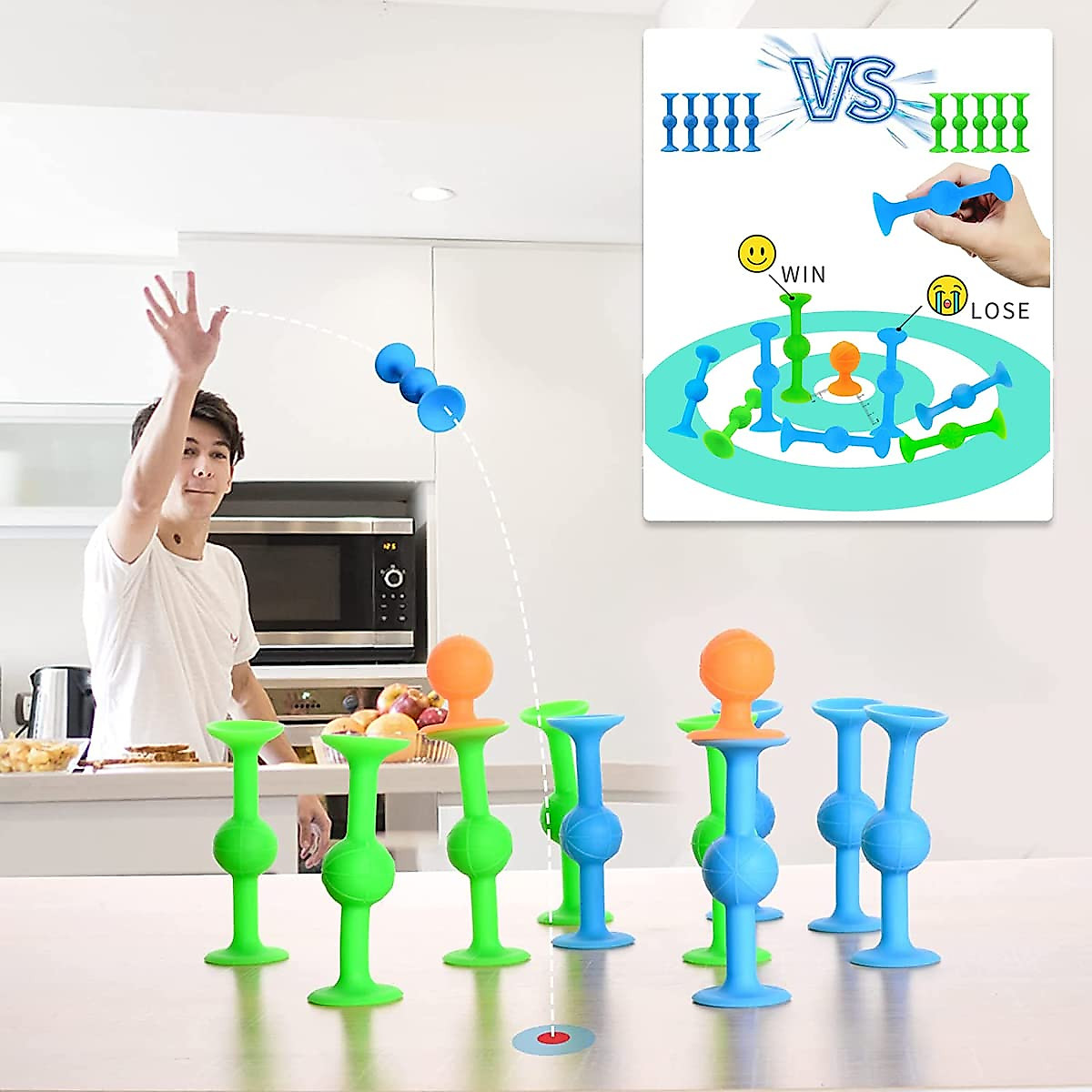 STOOSVIP 18 Pcs Suction Dart Cup Toys Games, Decompression Soft Silicone Dart Set Throwing Game, Darts for Indoor and Outdoor Competitive Games(Big Size)