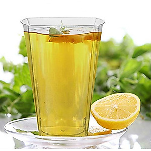 Kaya Clear Square Plastic Cups - 8 oz. (Pack of 14) - Versatile & Elegant Design, Perfect for Parties, Gatherings & Everyday Use