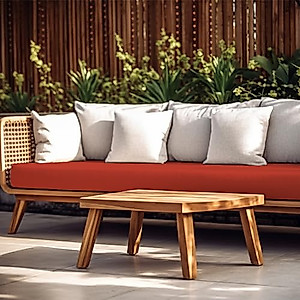 Sundale Outdoor Waterproof Olefin Bench Cushion, 59 x 18 x 4 Inch Outdoor/Indoor Durable Thicken Pad with Adjustable Straps, Patio Garden Sofa Settee Couch Loveseat Cushion (Red)